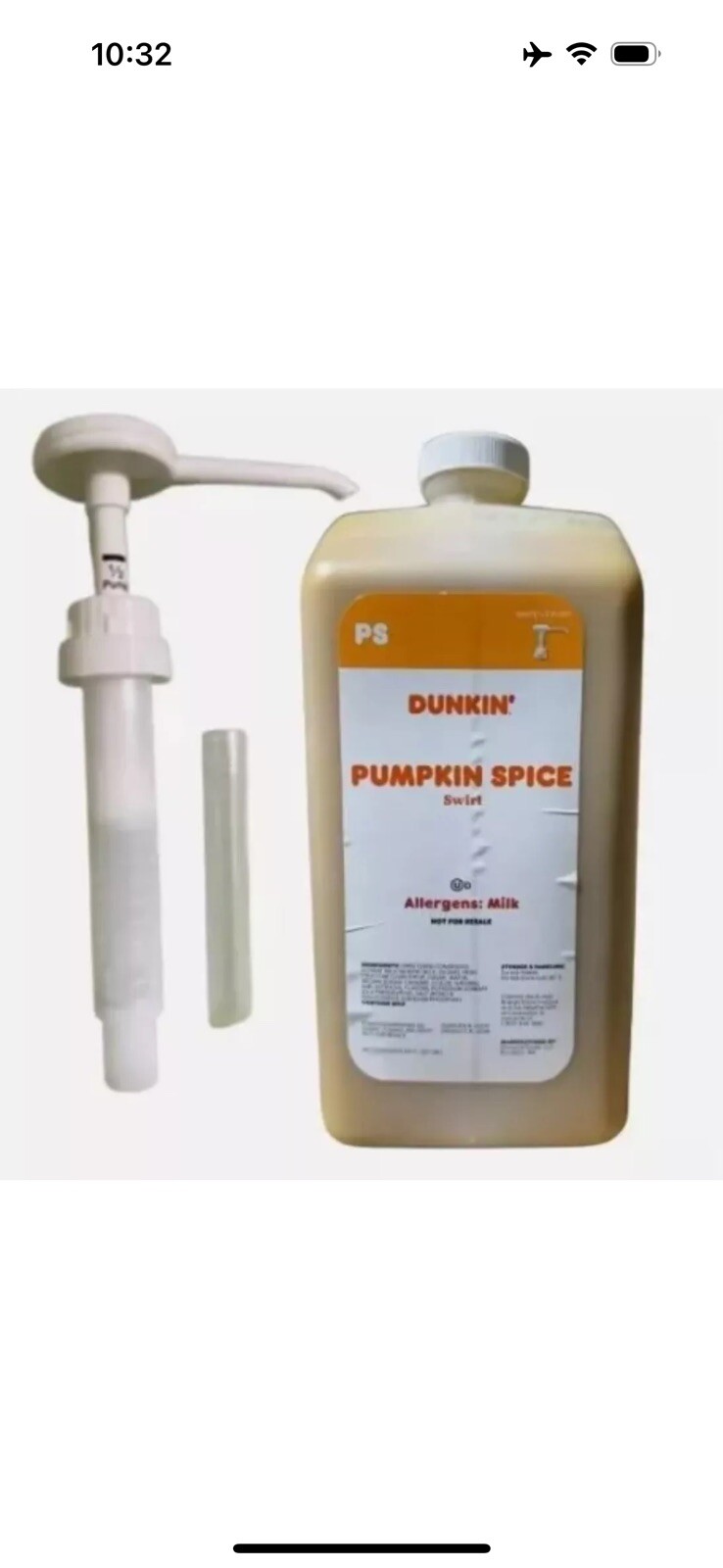 Dunkin Donuts Pumpkin Spice Swirl With Pump 64 oz Jug | eBay