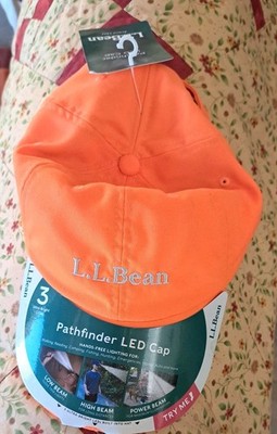 LL Bean Pathfinder 3 LED Lighted Hat Flashlight Strapback Orange Adult ...