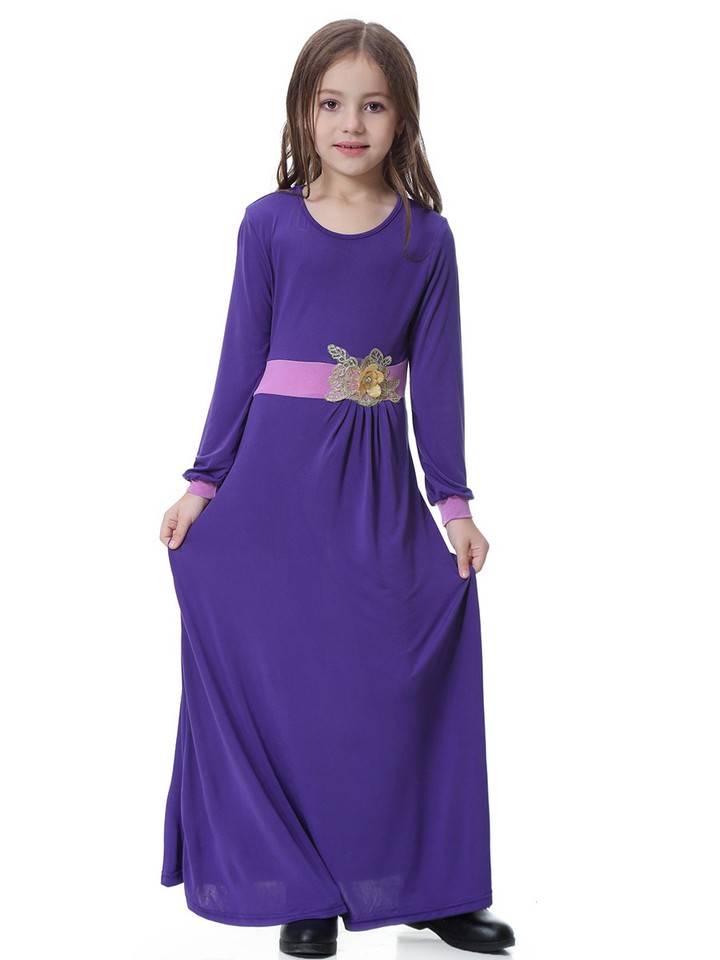 Muslim Child Girls Abaya Long Dress Burka Prayer Maxi Kaftan Robe Arab ...
