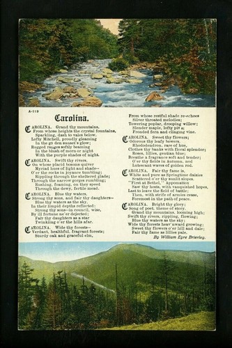 Poetry Poem Poet Postcard State North Carolina NC South SC W E Brierley ...