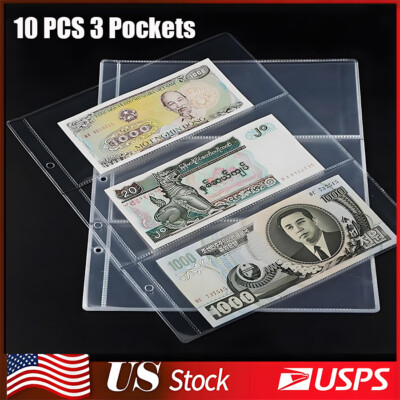10PCS 3pages banknotes collection 3 grid banknote booklet banknote ...