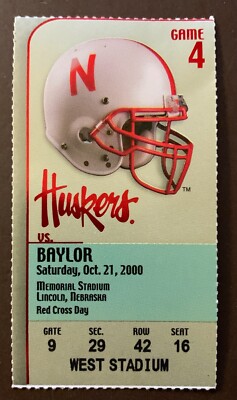 Nebraska Cornhuskers 10/21/2000 ORIGINAL college football ticket vs ...