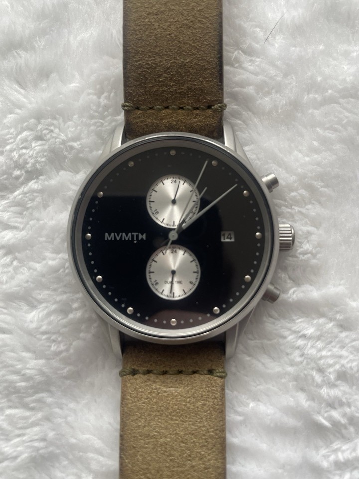 MVMT Voyager Men Formal Gray Dial Chronograph 42mm Leather Quartz Watch ...