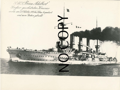 WW1 SMS Large Cruiser Prinz Adalbert - rare archive repro photo X116 ...
