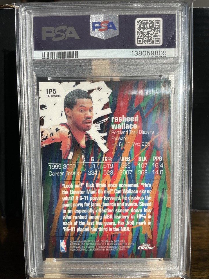 2000 TOPPS CHROME IN THE PAINT REFRACTOR Rasheed Wallace PSA 10 POP 1 ...