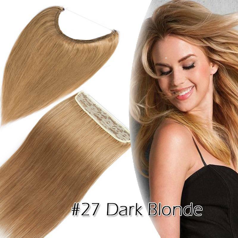 Secret Wire In 100% REAL Human Hair Extensions Hidden 120G Wrap On Band ...