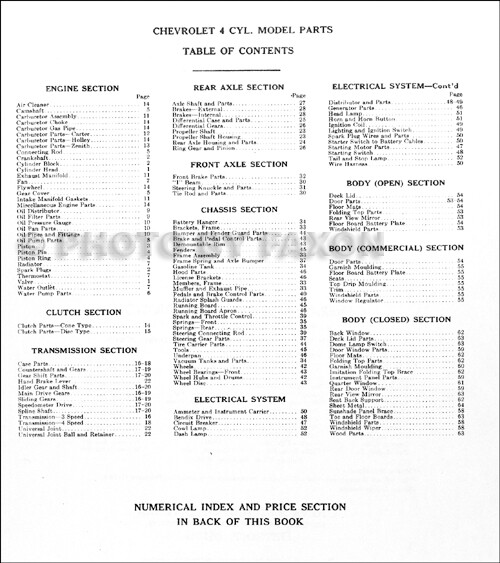 Chevy Parts Book 1928 1927 1926 1925 1924 1923 1922 1921 1920 1919 18 ...
