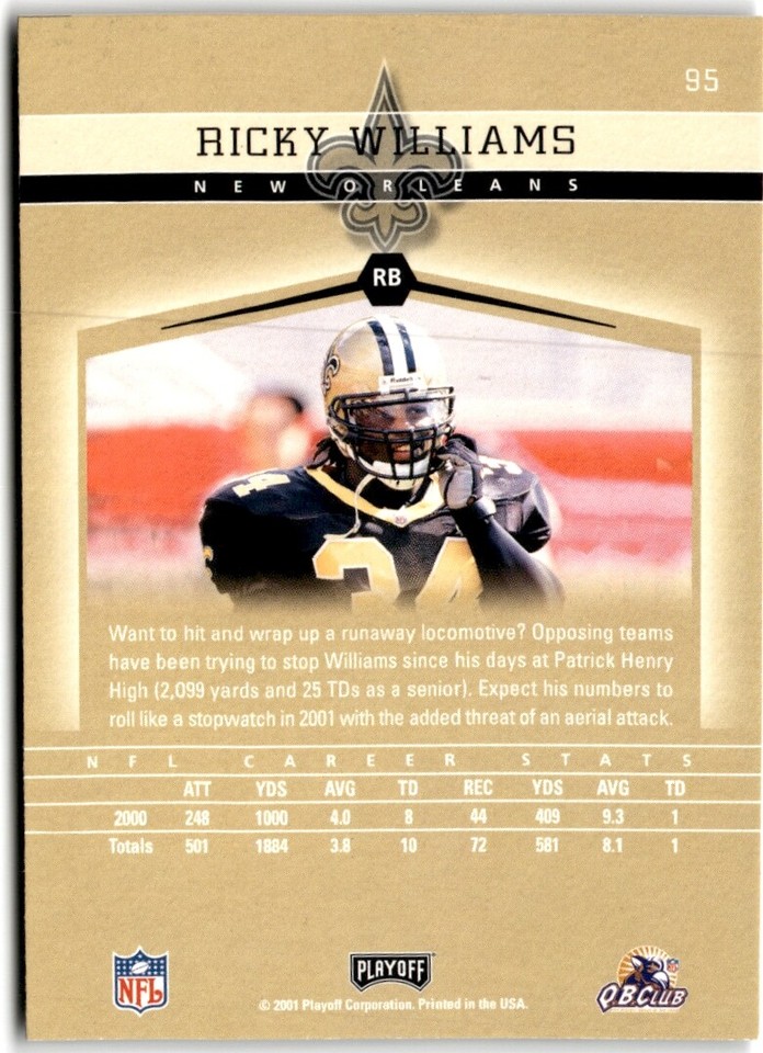 2001 Playoff Honors #95 Ricky Williams Saints | eBay