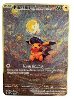 Pokemon Pikachu with the Starry Night Metal Gold FanArt COLLECTABLE ...