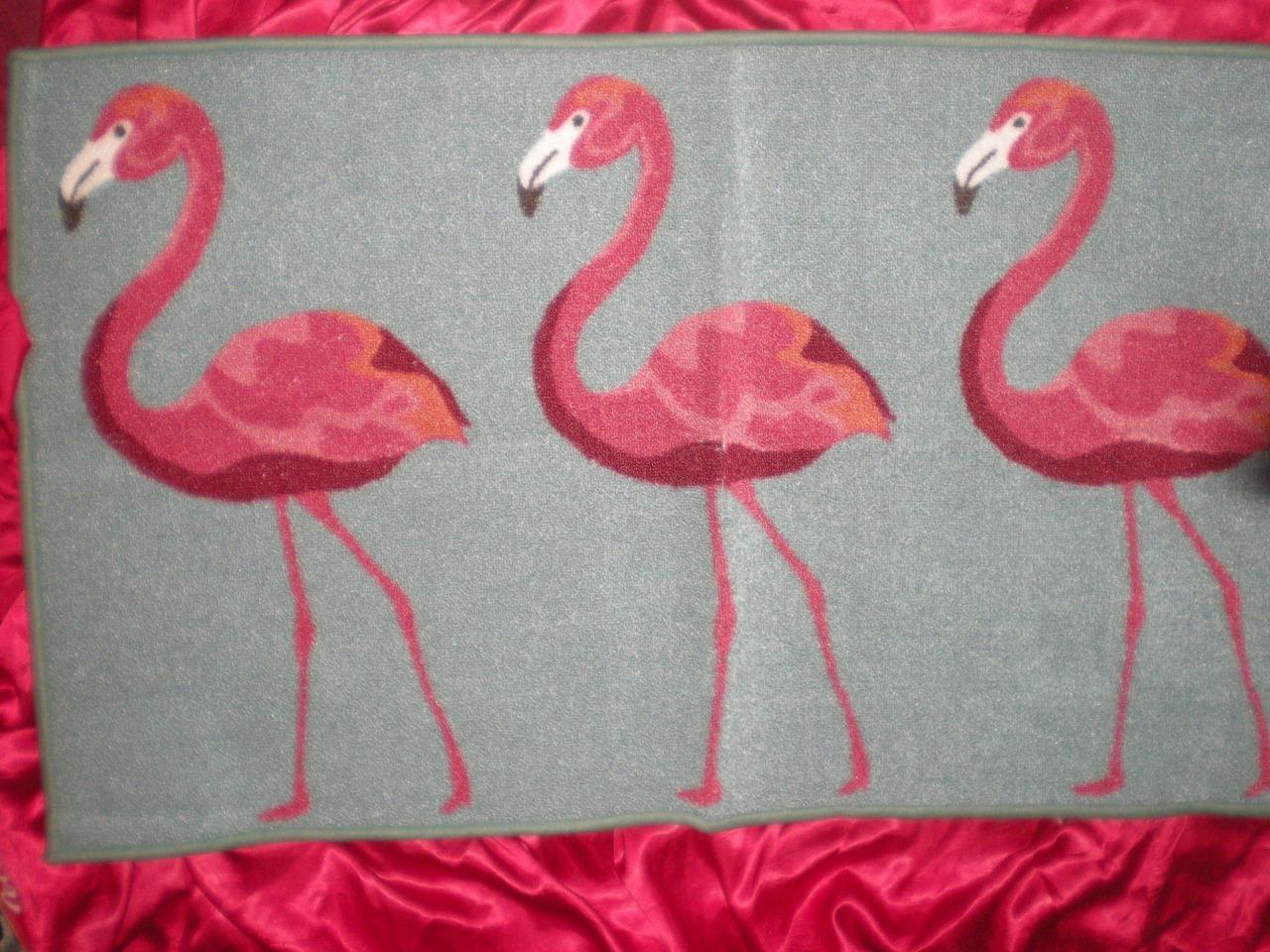 TROPICAL SUMMER PINK FLAMINGOS OVERSIZED FLAMINGO ACCENT NYLON MAT RUG ...