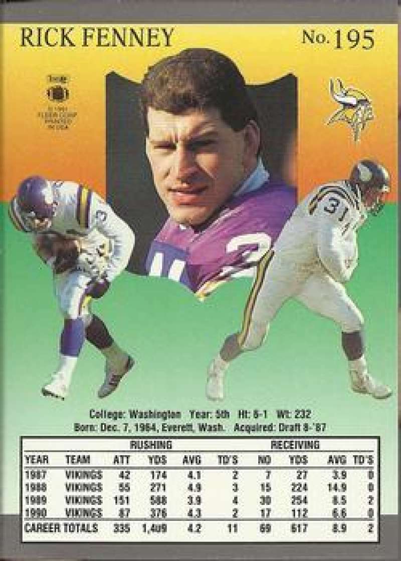 1991 Fleer Ultra #195 Rick Fenney NM-MT Vikings | eBay