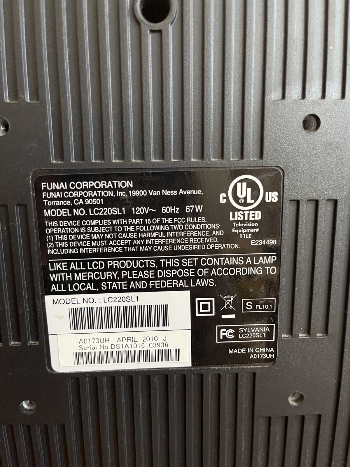 Sylvania LC220SL1 22" 720p HD LCD Television | eBay