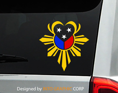 Philippine Vinyl Car Decal Sticker 5" (h) w/ Unique Heart Filipino Flag ...