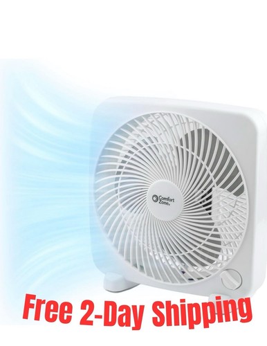 Comfort Zone Box Fan, 9 inch, Portable, Electric Quiet, 3 Speed, 9 ...