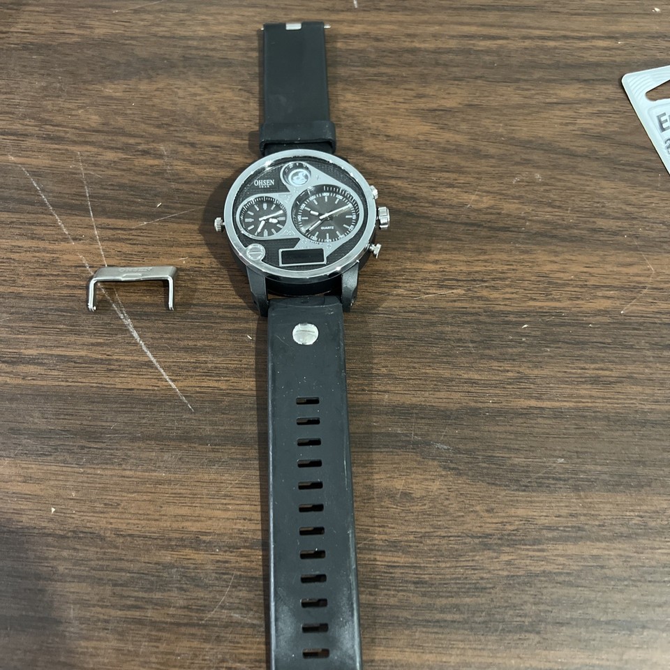 Ohsen Dual Time Zone LCD Watch AD2806 Cracked Band No Battery | eBay