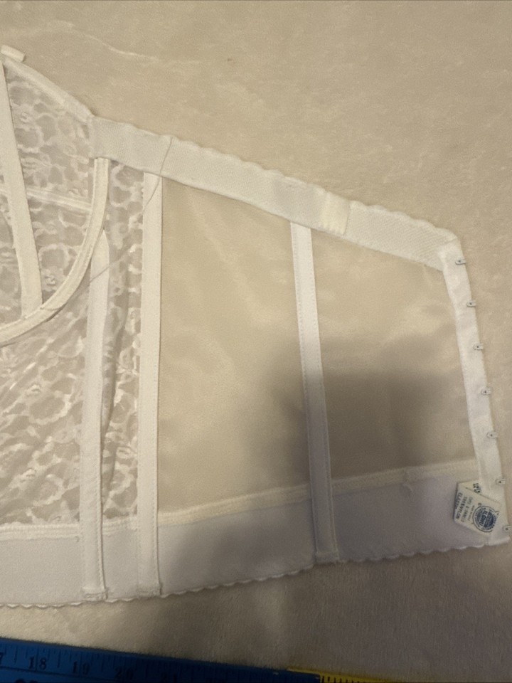 VTG Goddess 689 Lace Bridal Bustier Longline Retro Bra Corset White 42D ...