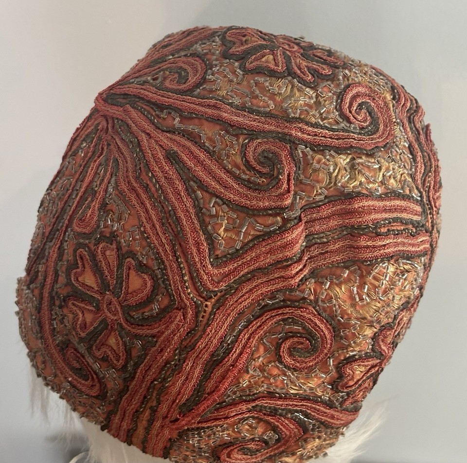 Antique 1920s Embroidered Brocade on Silk Flapper Floral Headpiece ...