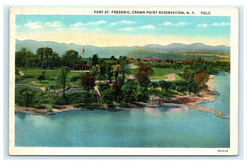 Fort St. Frederic Crown Point NY Aerial Postcard C.T. Art C.W. Hughes ...