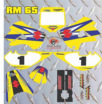 SUZUKI RM65 KLX FULL GRAPHIC SET DECAL FREE NAME AND NUMBER ALL YEARS ...