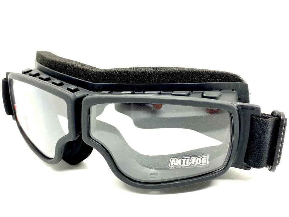 MOTORCYCLE Riding Padded Safety Protective GOGGLES Anti-Fog Lens Fit ...