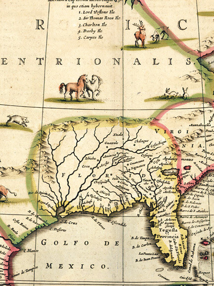 North America 1636 Vintage Style Decorative early Exploration Map ...