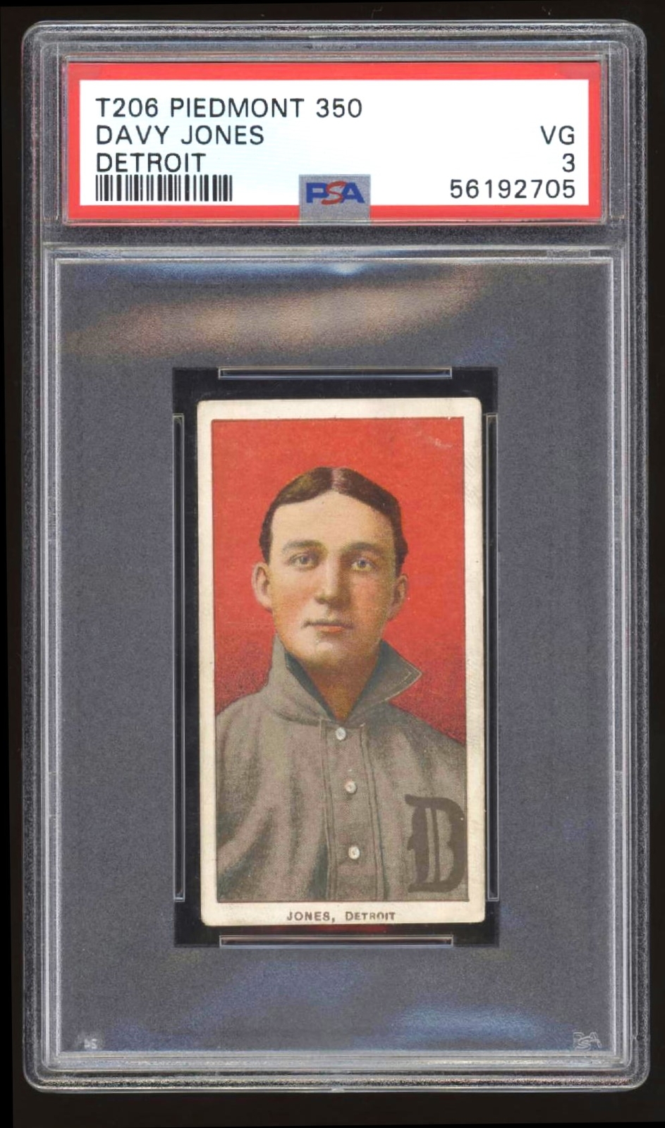 1909-11 T206 Davy Jones Detroit PSA 3 VG Piedmont 350 25 Baseball Card ...