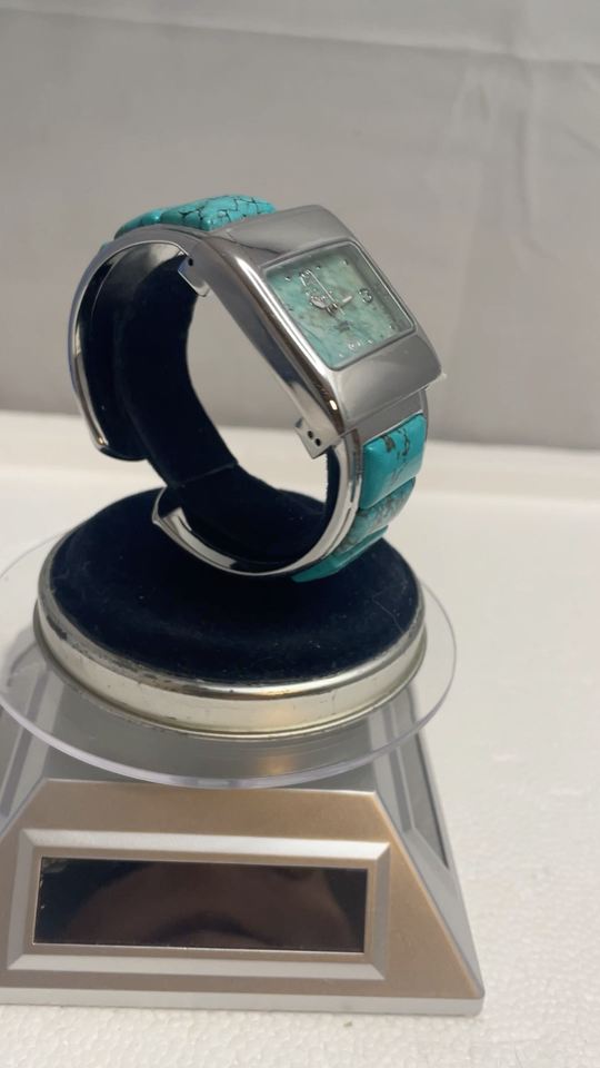 Genoa Watch Women Silver Tone Faux Turquoise New w/Box #1008397 | eBay