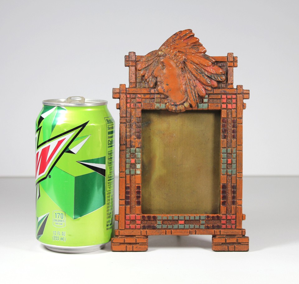 Antique 1920's Judd INDIAN CHIEF FRAME Standing Picture Western Orig ...