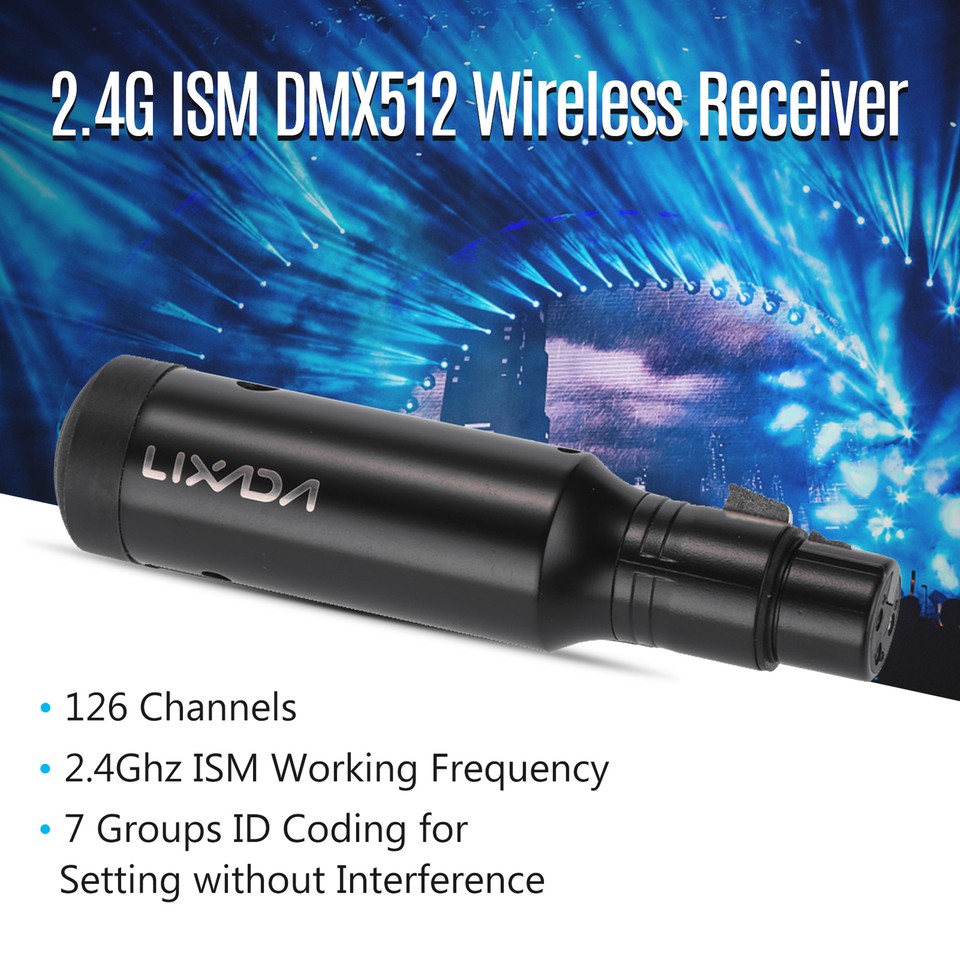 Lixada 2.4G ISM Wireless Rechargeable Receiver DMX512 XLR Transmitter ...