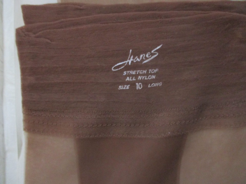 1PR VINTAGE HANES 415 REINFORCED SHEER RHT NYLON STOCKINGS SIZE 10 LONG ...