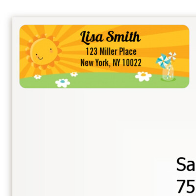 Sunshine Birthday Party Personalized Return Address Stickers - 27 ...