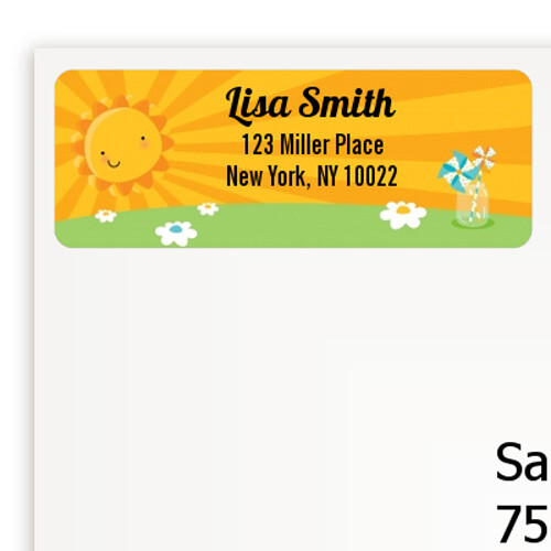 Sunshine Birthday Party Personalized Return Address Stickers - 27 ...