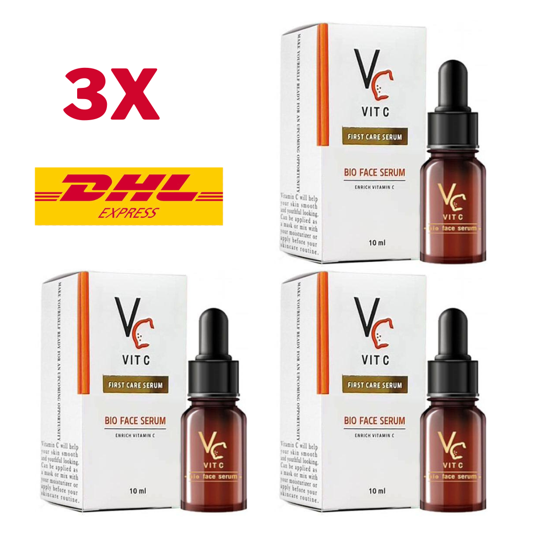 3x VC Vit C Bio Face Serum Skin Brightening Anti-Wrinkles Aging Aura ...