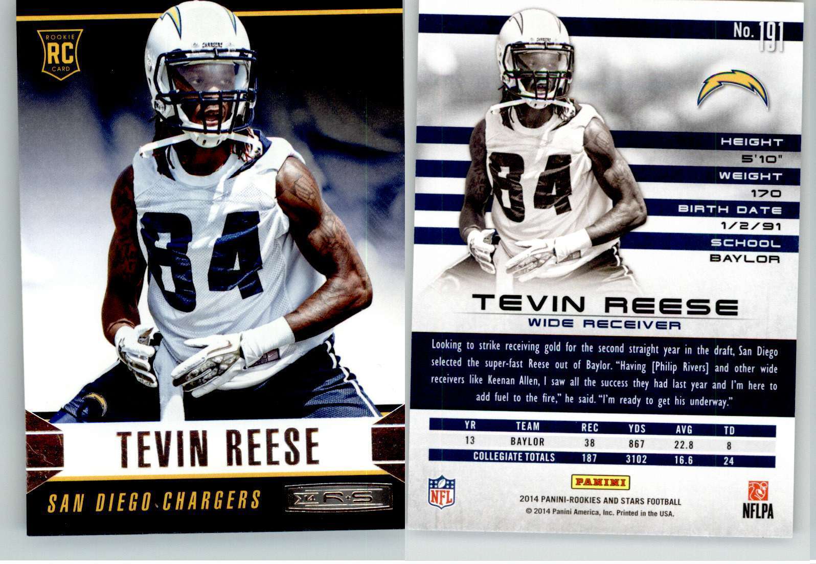 Tevin Reese 2014 Rookies & Stars #191 Baylor Chargers RC | eBay