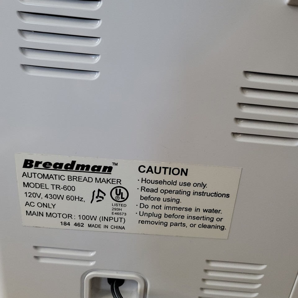 Breadman Plus Automatic Breadmaker Bread Machine - Model TR600 | eBay