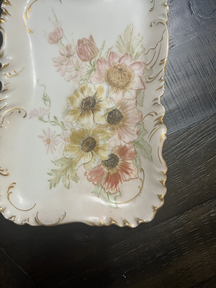 Vintage Haviland Limoges France H & L Co Tray Floral Design Gold Trim ...