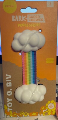 Bark Box Peace Fluff Super Chewer Rainbow Rubber With Nylon Strap Dog ...