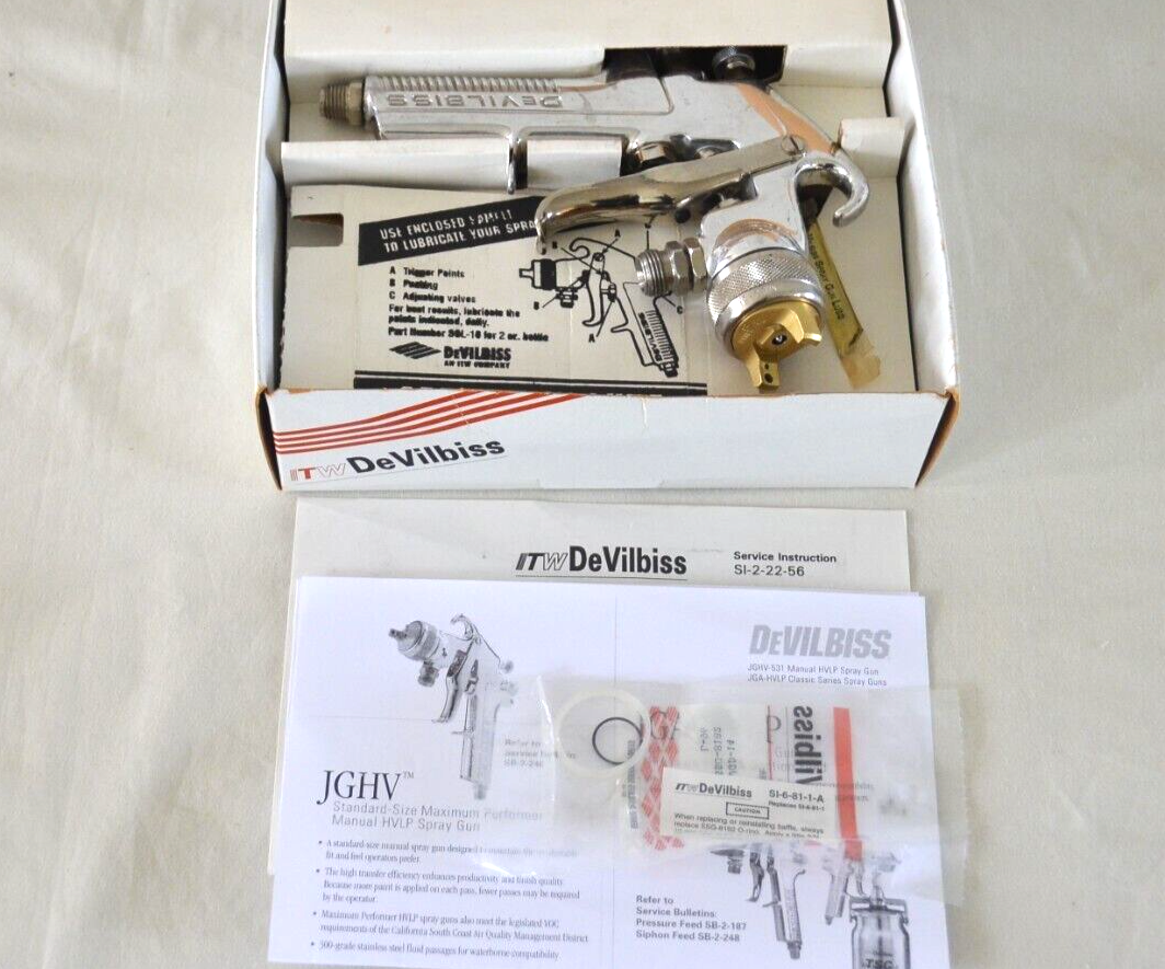 DeVilbiss Jghv-531 Paint Spray Gun 1.8 Tip & 46mp HVLP Cap for sale ...