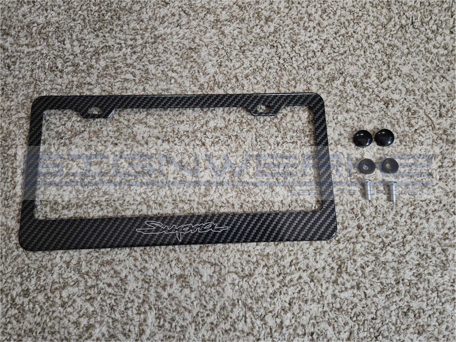 Supra Outline Carbon Fiber Printed Pattern Black Aluminum License Plate ...