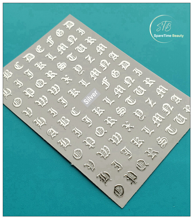 Art Latin Roman English Alphabet Letters Numbers 3D Nail Art Sticker 9 ...