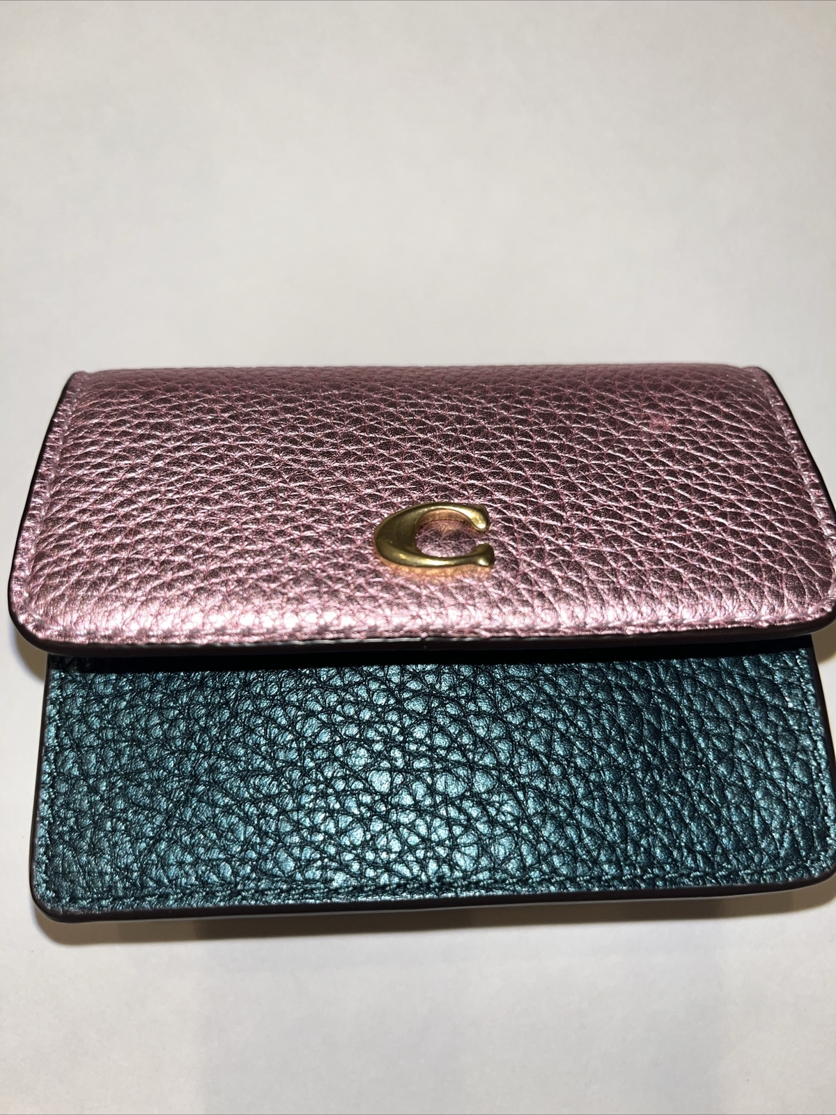Coach Half Flap Color Blocked Metallic Leather Card C… - Gem
