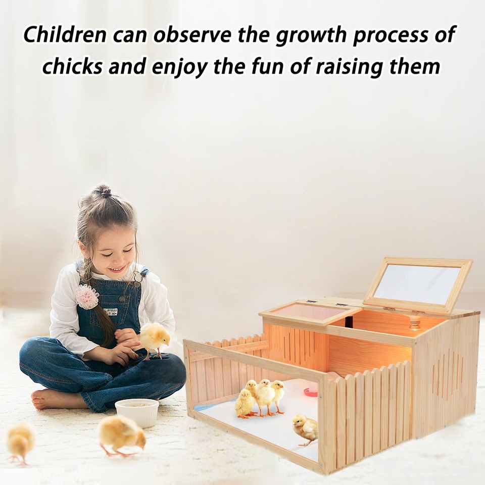 Large Chicken Brooder Box for Chick,Wooden Brooder Box 32" with Bulb ...