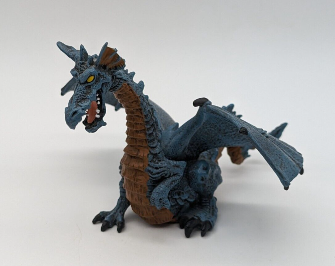 Lot of 2 Papo Dragons 2003 Red Fire-Breathing 2005 Blue Toy Model RPG ...