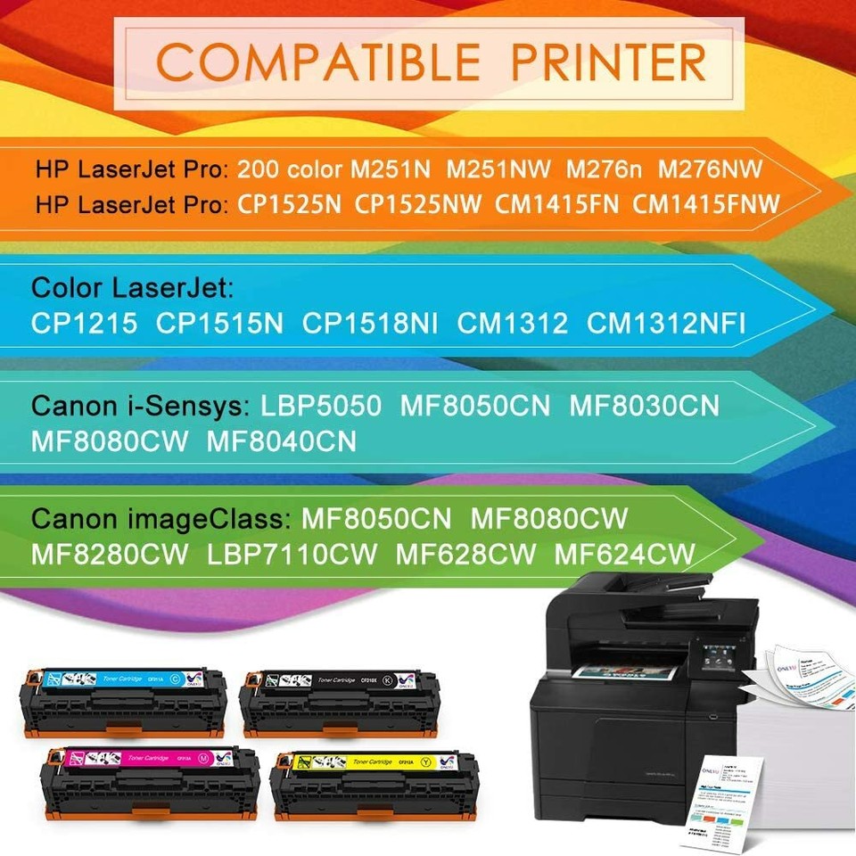 5PK Toner Cartridge CF210A 131A For HP Pro 200 Color Laserjet M276nw ...