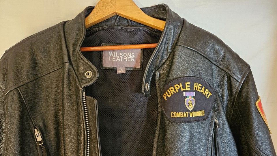 Vintage Wilsons Leather Marine Corps Leather Biker Jacket w/Military ...