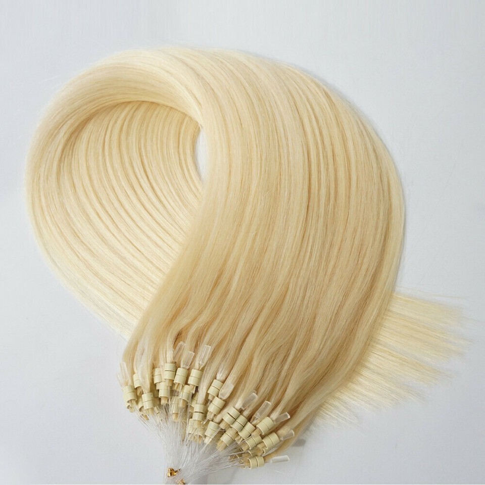 Micro Link Human Hair Extensions Micro Ring Beads Loop Tip Full Head ...