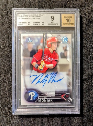 2016 Bowman Chrome Draft Mickey Moniak 1st BGS 9 Auto 10 Phillies ...