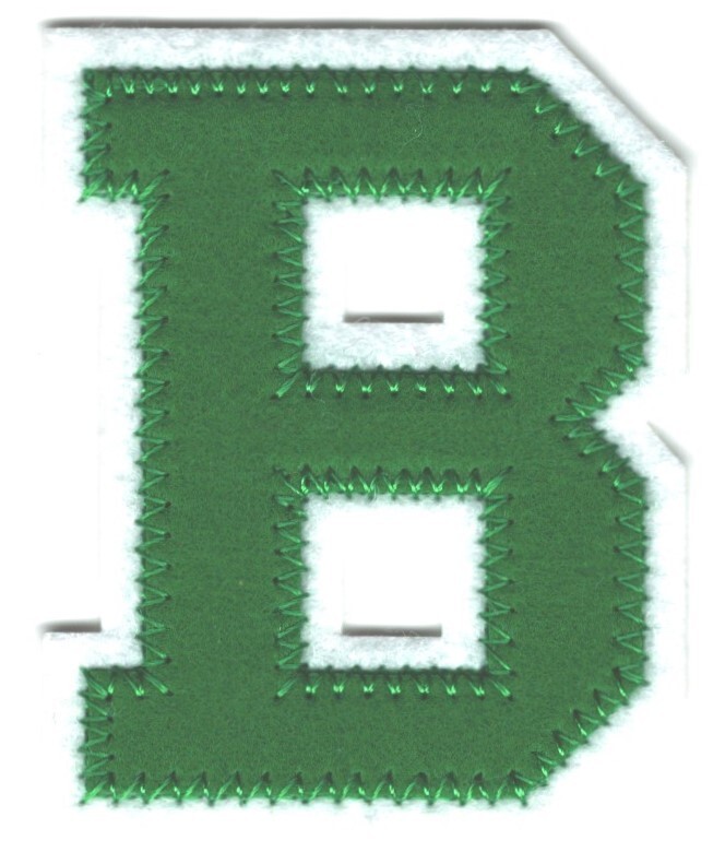 Green Block Letter B Patch White Outline Felt Varsity Letterman (2 1/2 ...