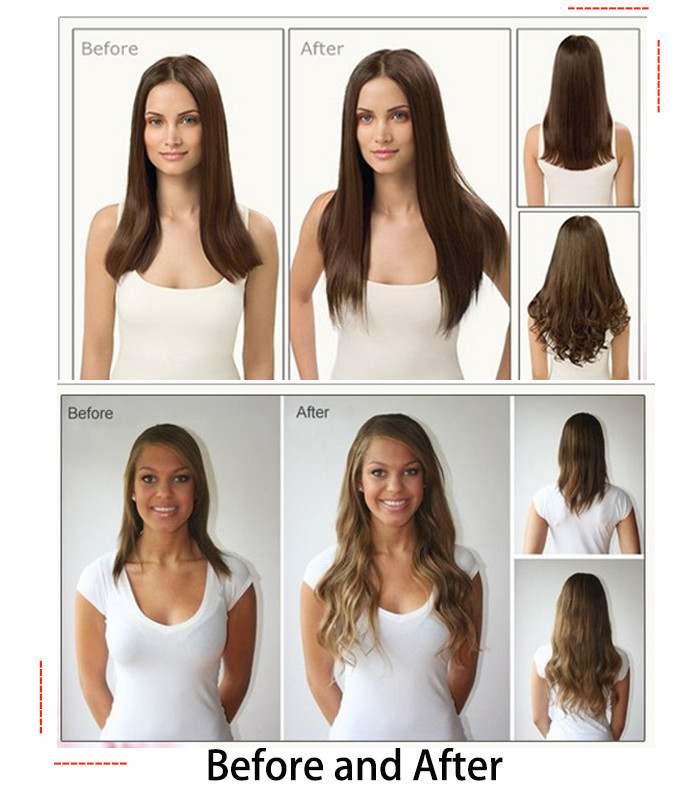 Half Full Head 5 Clips One Piece Clip in Hair Extensions Long Straight ...