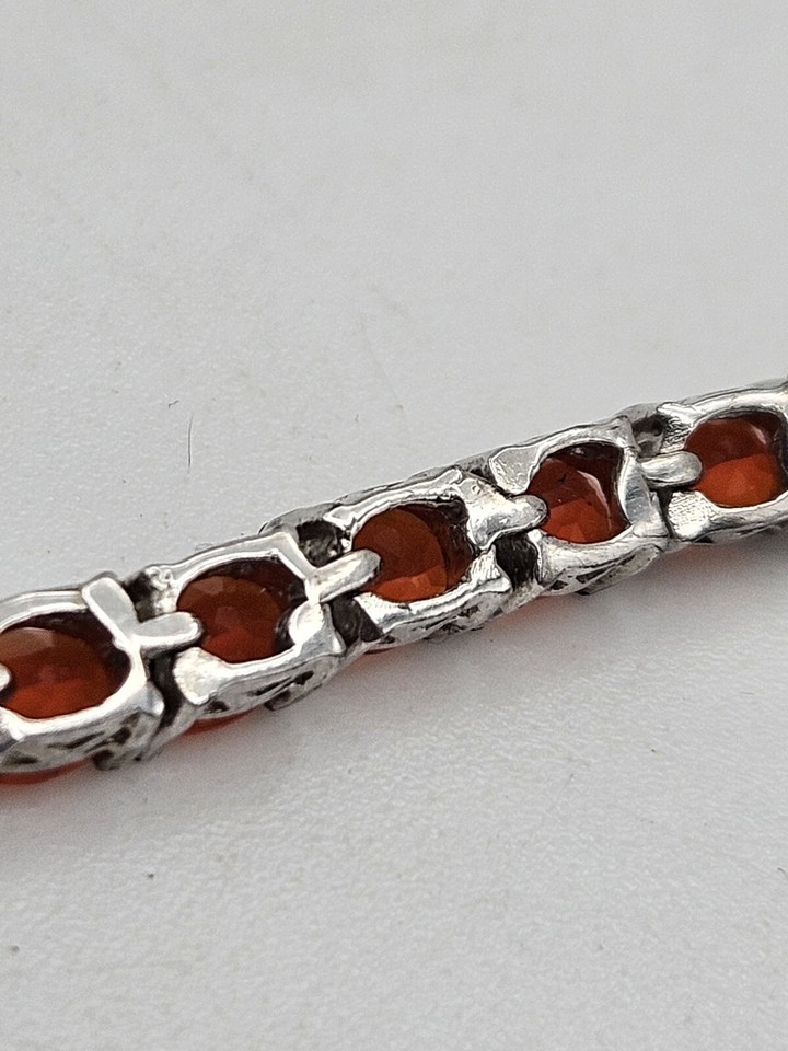 Chuck Clemency STS Sterling Silver Orange Gemstone Tennis Bracelet 7.5 ...